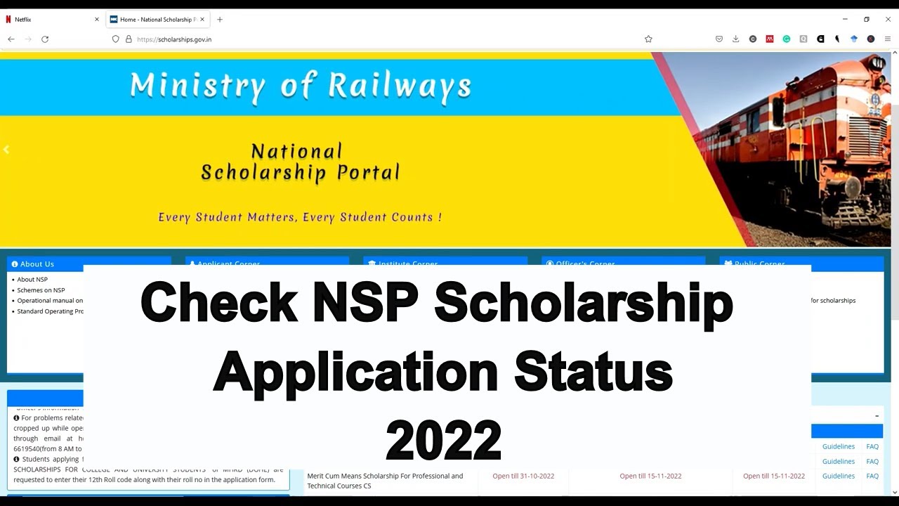 How To Check Nsp Scholarship Application Status 2022 Youtube