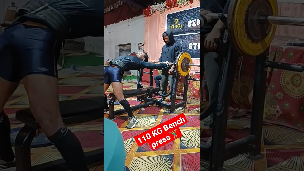 110 KG Heavy Bench press🏋️‍♂️ Body weight 83kg bw #shorts #bodybuilding ...