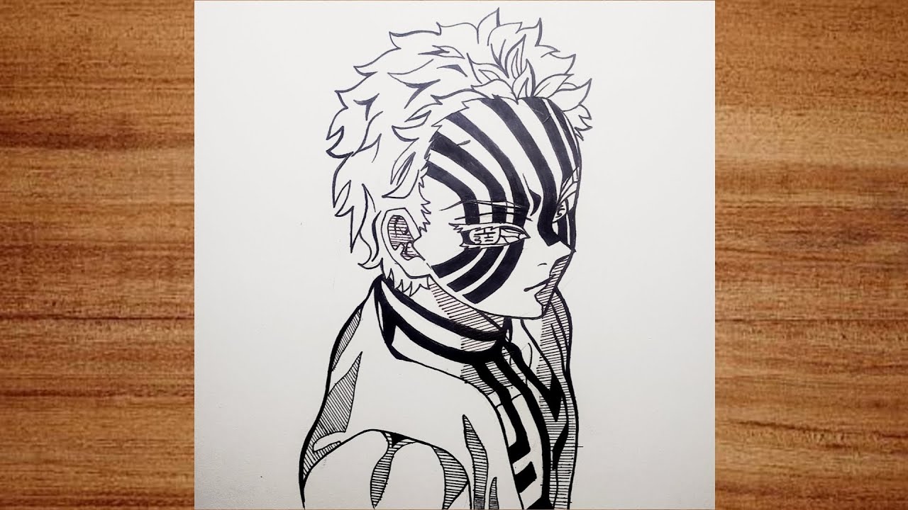 how to draw akaza step by step easy tutorial#akaza #akazaedits # ...