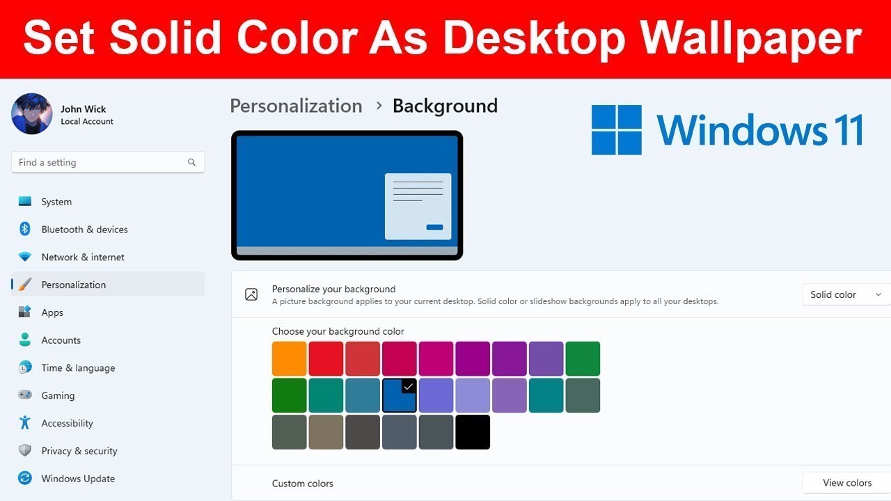How to Set a Solid Color as Your Desktop Wallpaper in Windows 11 ...