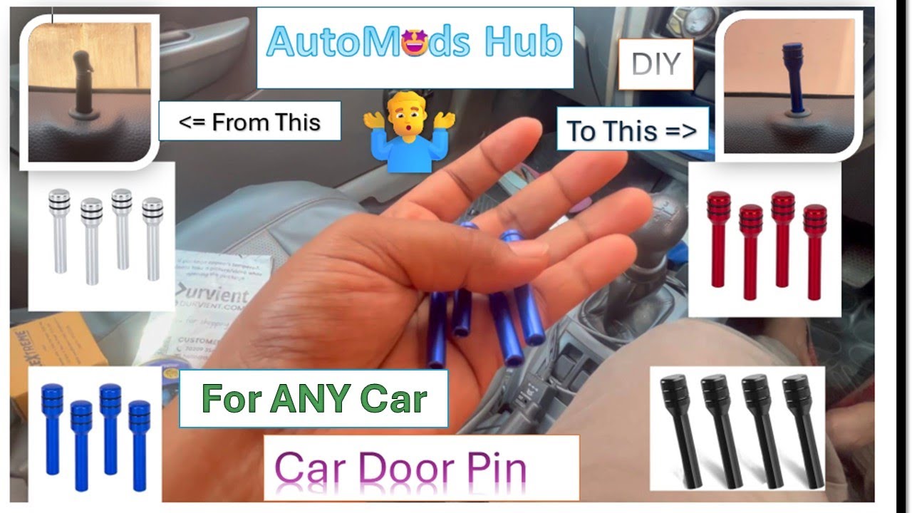 Upgrade/Change Plastic car door knob to Metallic Blue car door pin.For ...