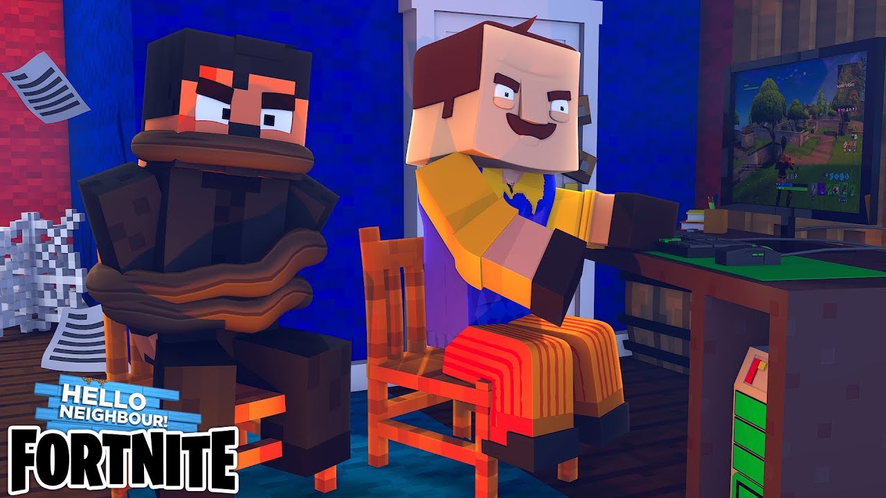Minecraft - Hello Neighbor RUINS FORTNITE AND CAPTURES JOHN WICK - YouTube