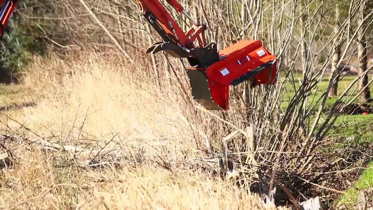 Eterra's EX-30 V1 Flail Mower Tree and Brush Remover on a Kubota KX-121 ...