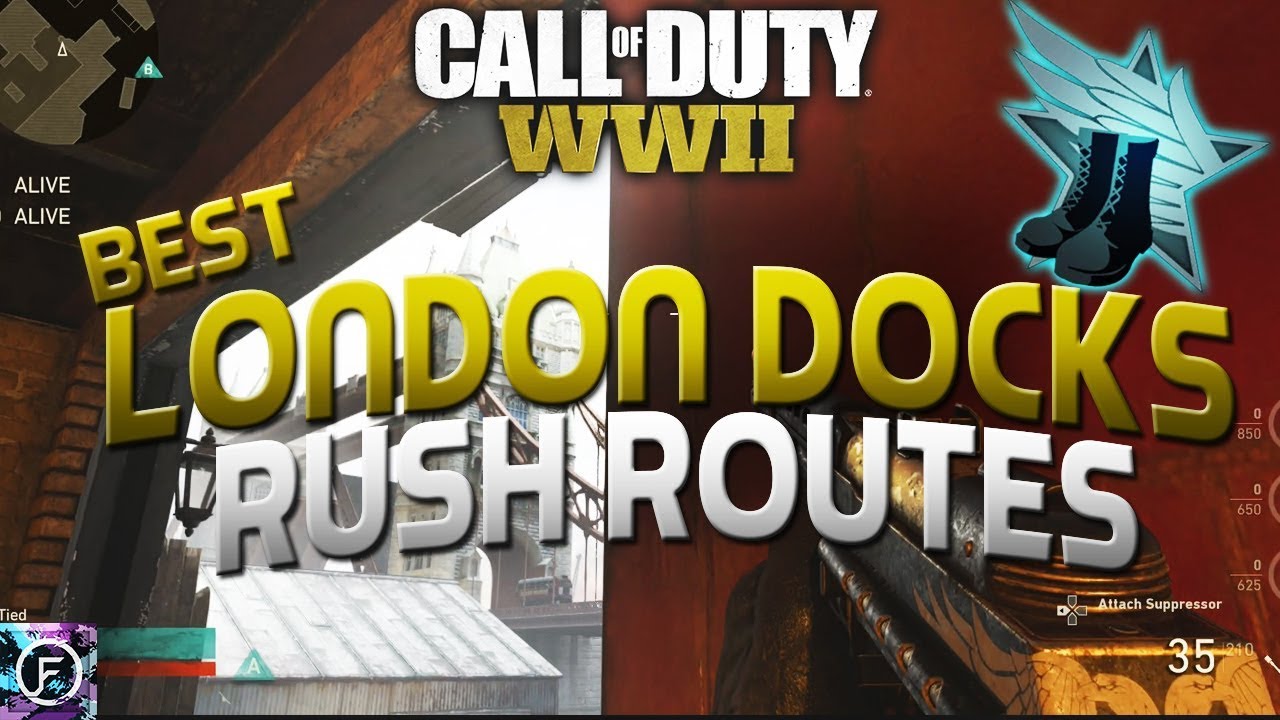 CoD: WW2 BEST SnD Rush Routes + Nade Spots - London Docks - YouTube