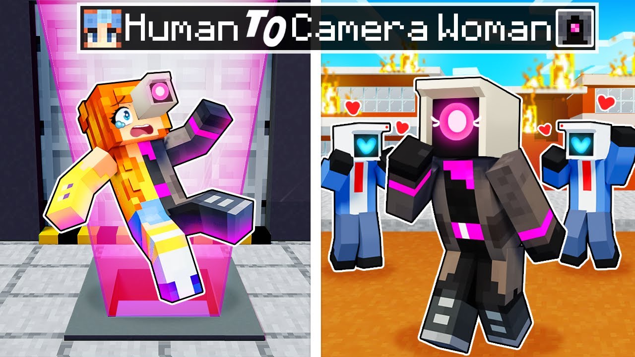 From HUMAN to CAMERA WOMAN in Minecraft! - YouTube