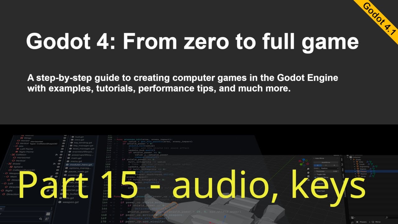 Space Shooter in Godot 4 - part 15 (audio mixer, splash screen, key ...