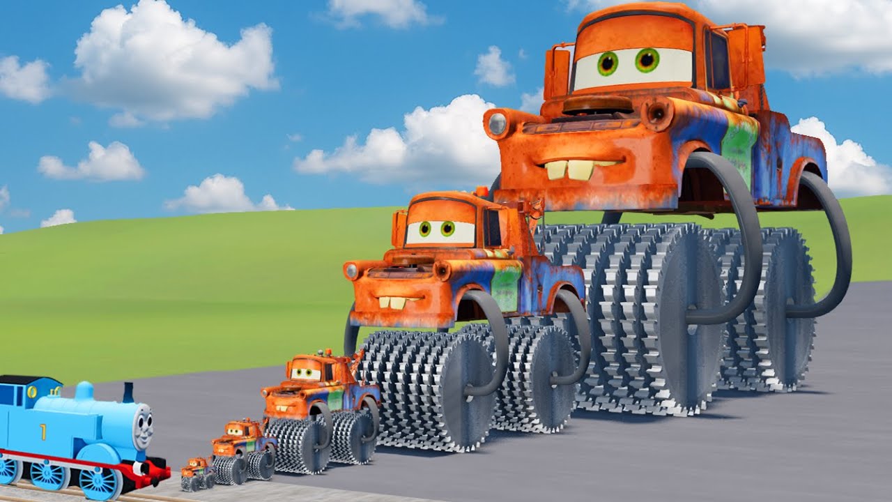 Big & Small Mater Saw Wheels VS Train | BeamNG.drive - YouTube