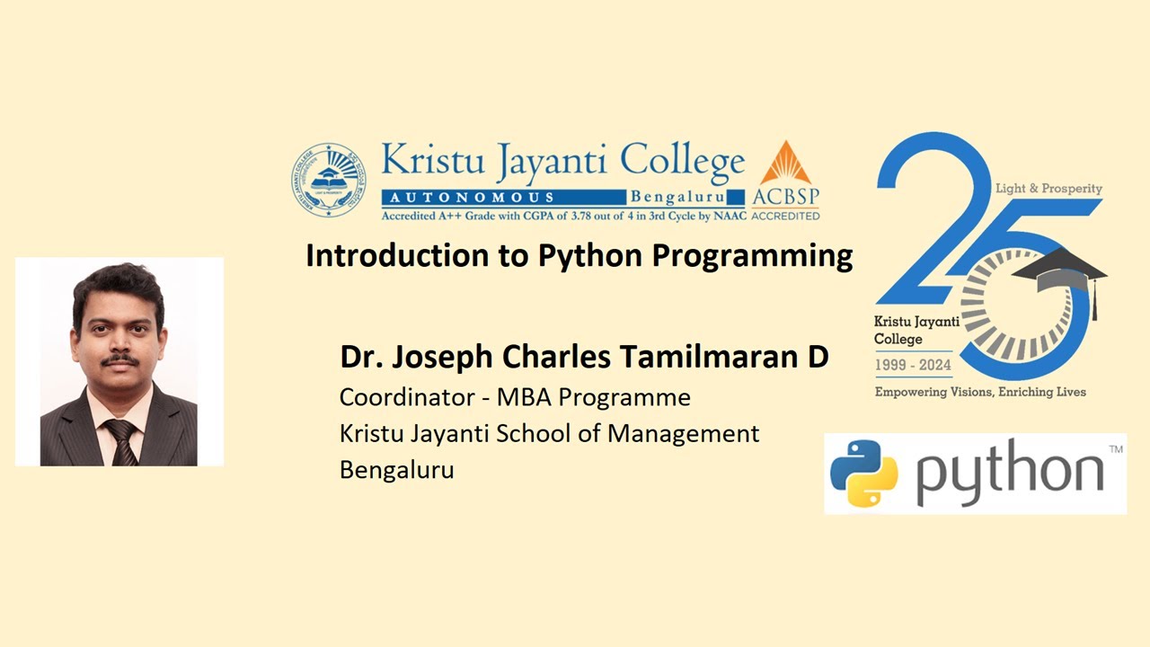 Introduction To Python Programming Lecture By Dr Joseph Charles D 7468