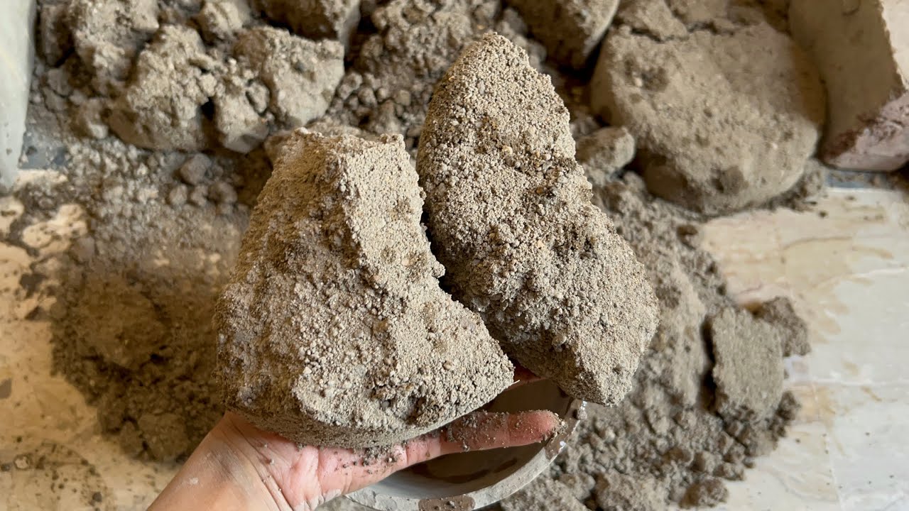 Asmr concrete cement crumbling super soft crunchy dry clay pot and ...
