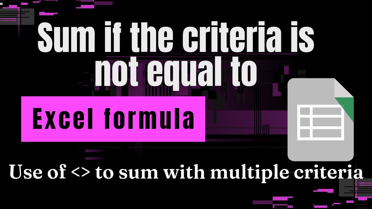 How To Sum If Cells Not Equal To A Specific Value In Excel Sum If Cells Are Not Equal To How To Sum If Cells Not Equal To A Specific Value In Excel Sum If Cells Are Not Equal To