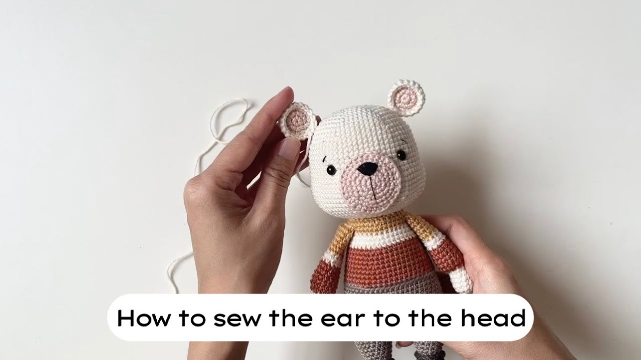 How to sew the ear to the head - Lulupetitedoll - YouTube