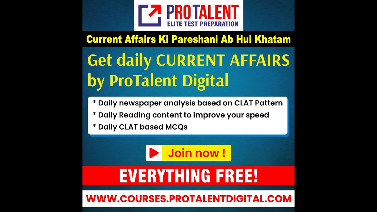 Daily CA MCQs in CLAT format only at ProTalent Digital - YouTube