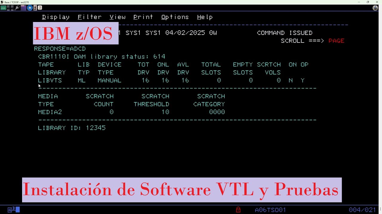 IBM z/OS: DFSMS - Instalación de Software VTL y Pruebas finales - YouTube