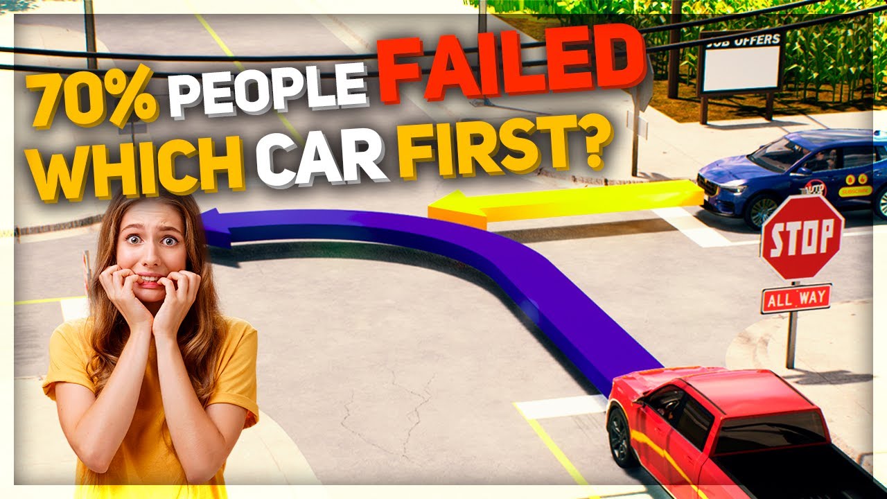 Crossing each other | Which CAR PASS FIRST? | USA Driving Tests - YouTube