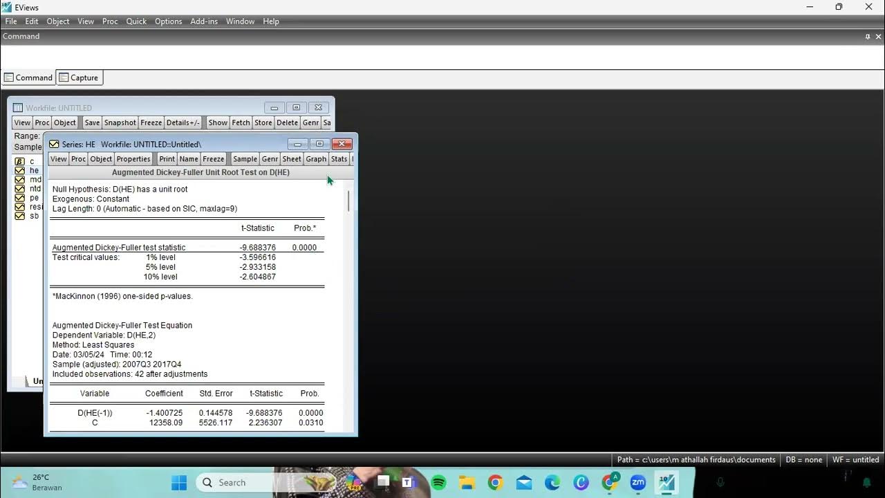 Athaya Firdaus - H5401211086 | Analisis ARDL Menggunakan EViews - YouTube