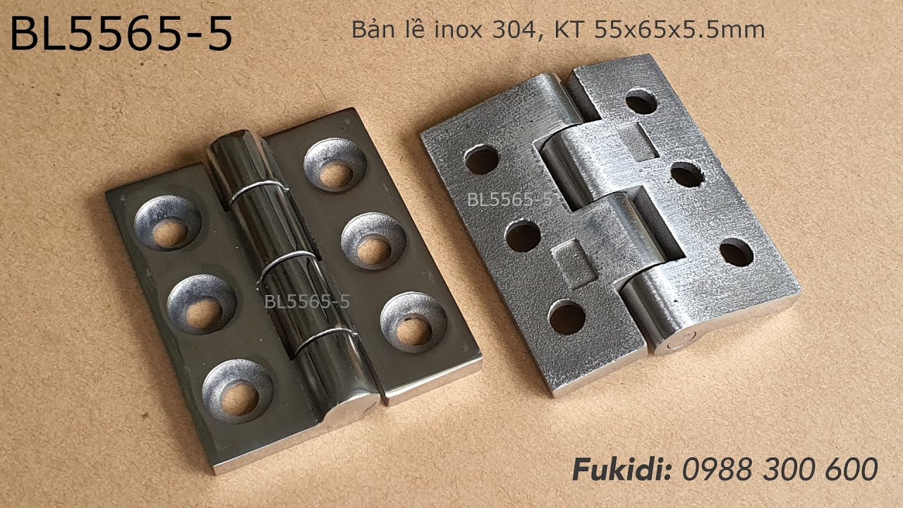 Bản lề inox 304 KT 55x65 dày 5.5mm - BL5565-5 - YouTube