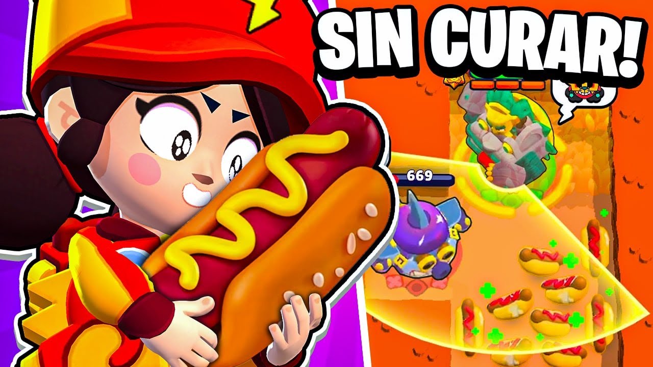 Sólo puedo ganar SIN CURARME con HOT DOGS en BRAWL STARS 🤬 - YouTube