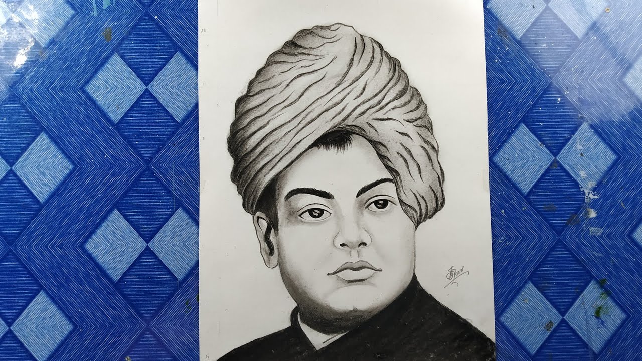 Swami Vivekanand drawing , Vivekananda drawing step by step - YouTube