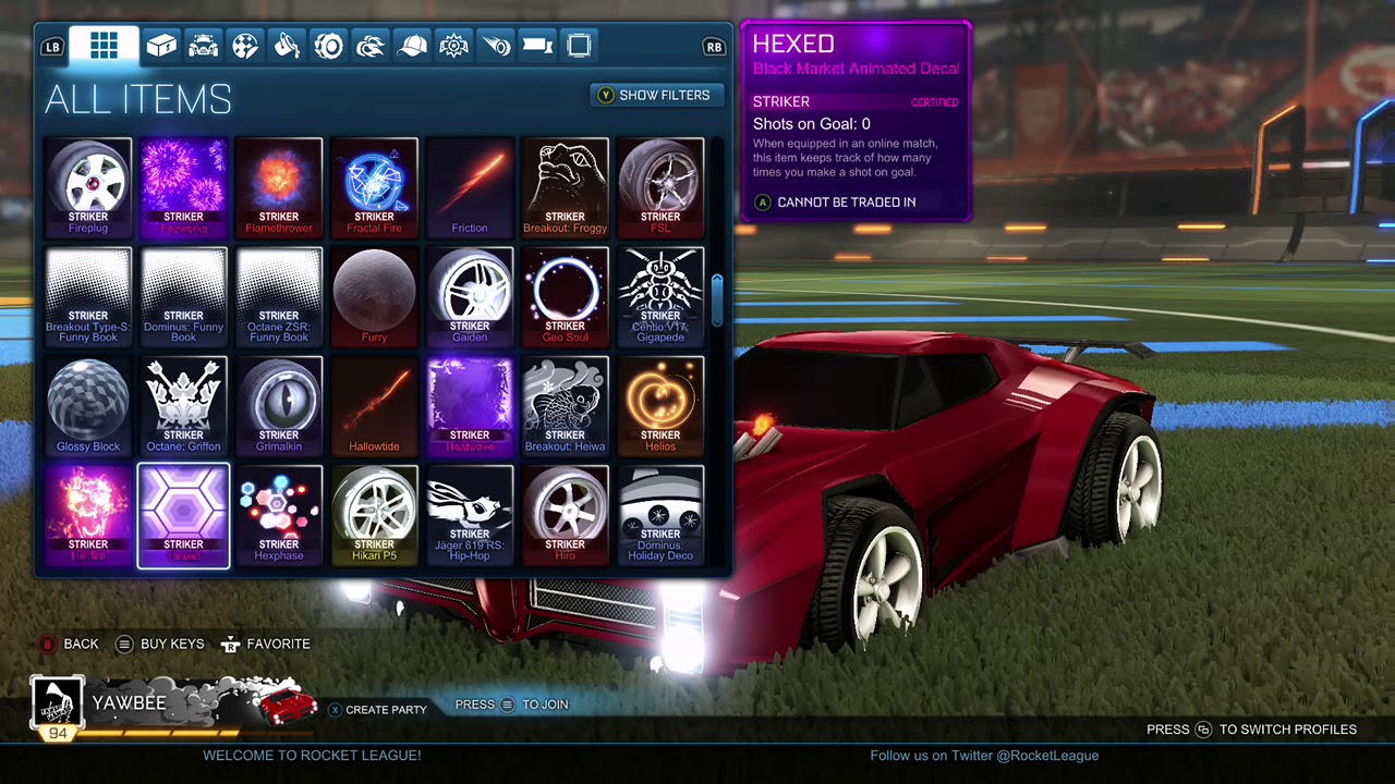 YAWBEE Rocket League Inventory December 2018 - YouTube