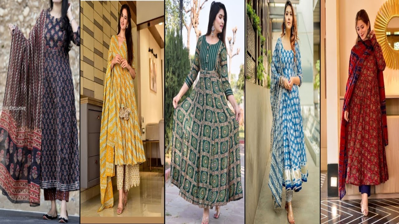 All over printed long frock design beautiful stylish printed lawn frock ...