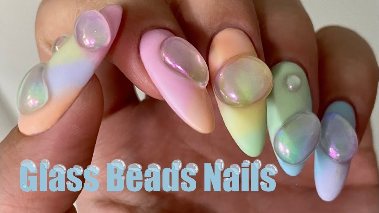 sub)딱밤필수템 유리구슬네일, 셀프네일아트 | Glass beads nails, Nails tutorial - YouTube