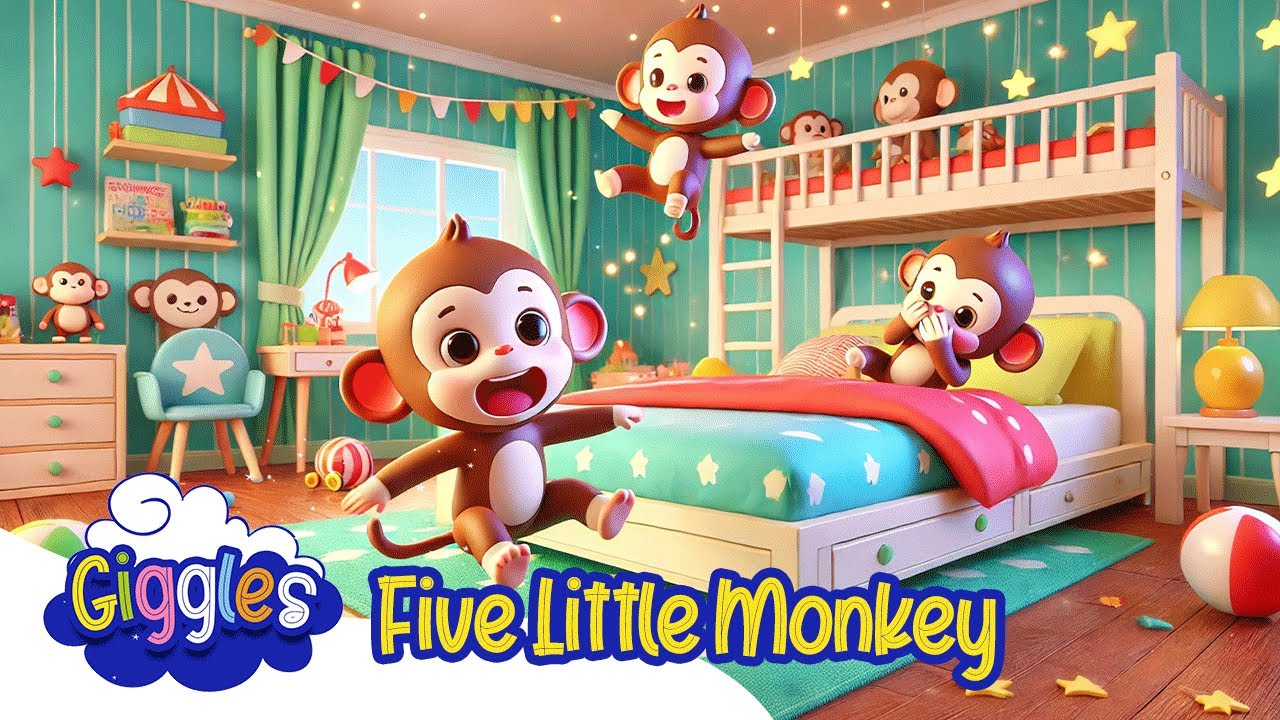 Five Little Monkeys Jumping on the Bed | Giggles Nursery Rhyme ...