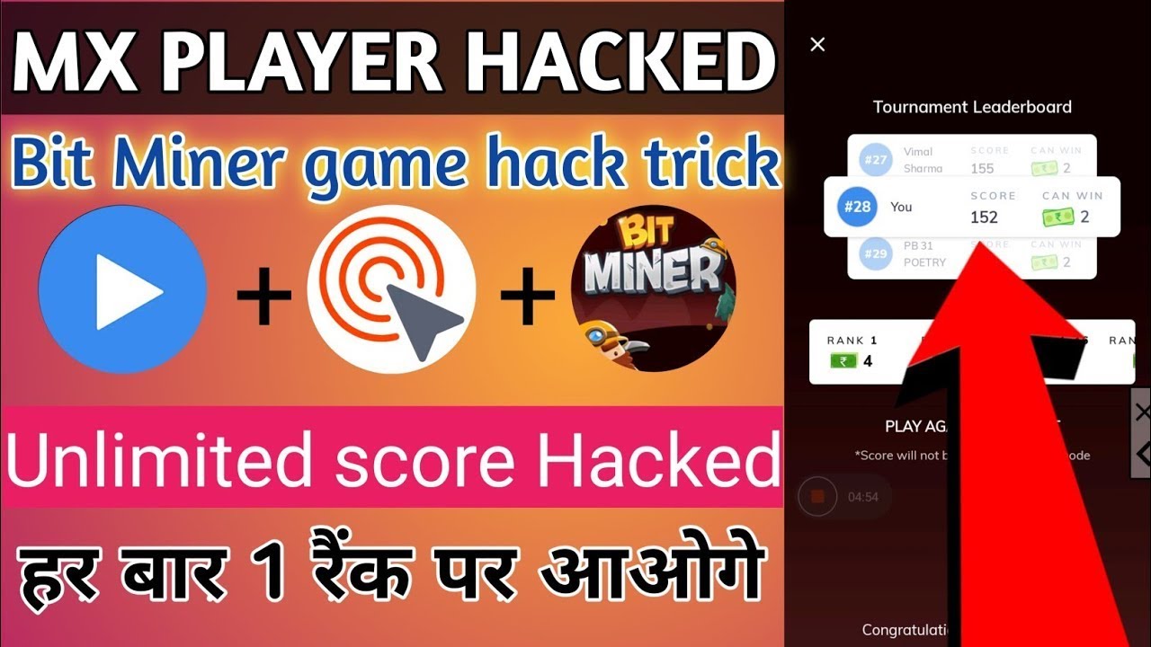 MX Player Bit Miner new game hack trick || MX player auto win trick Unlimited score trick MX ...