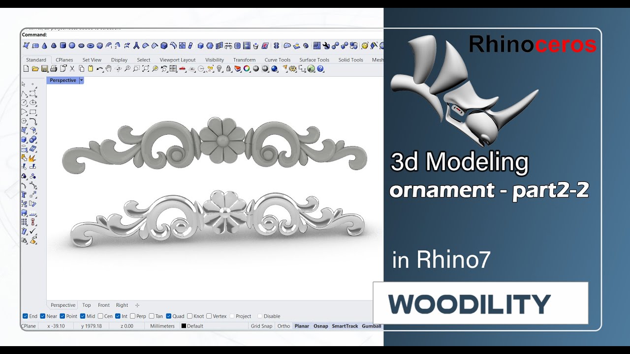 rhino tutorial- 3d modeling ornament 2-2 - YouTube