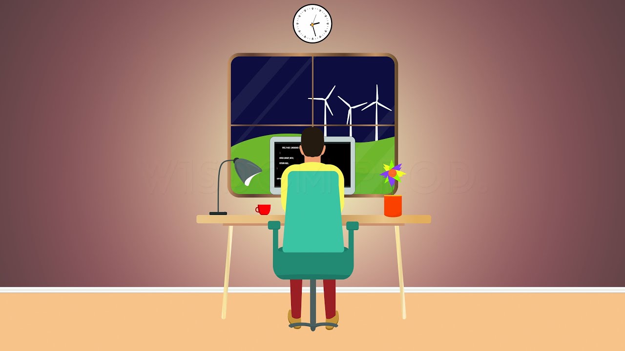Vector Animation Of A Man Working At The Computer From Home - YouTube