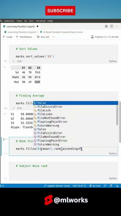 🐼python Tips Pandas Sort Rank Applymap Shorts Youtube