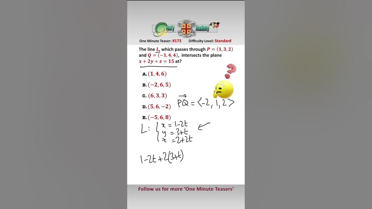 Where does the Line intersect the Plane? #maths #mathsshorts # ...