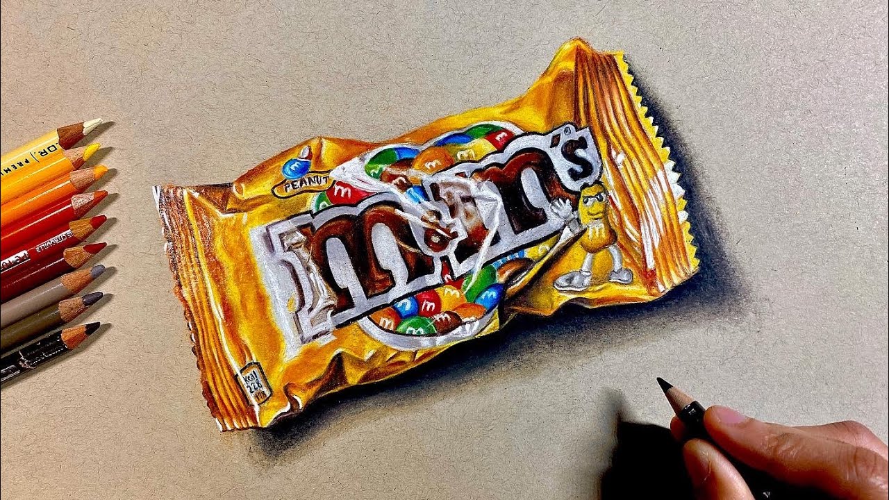 Drawing a bag of M&M's - YouTube
