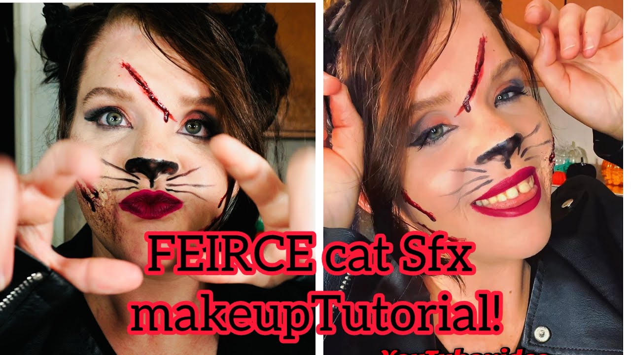 Create a FIERCE cat FIGHT look with SFX makeup TUTORIAL! - YouTube