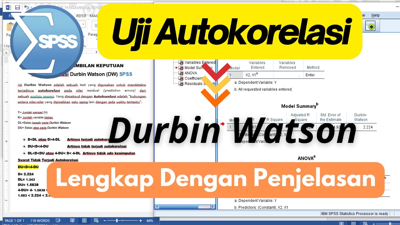 Cara Uji Autokorelasi Durbin Watson menggunakan aplikasi SPSS Lengkap ...
