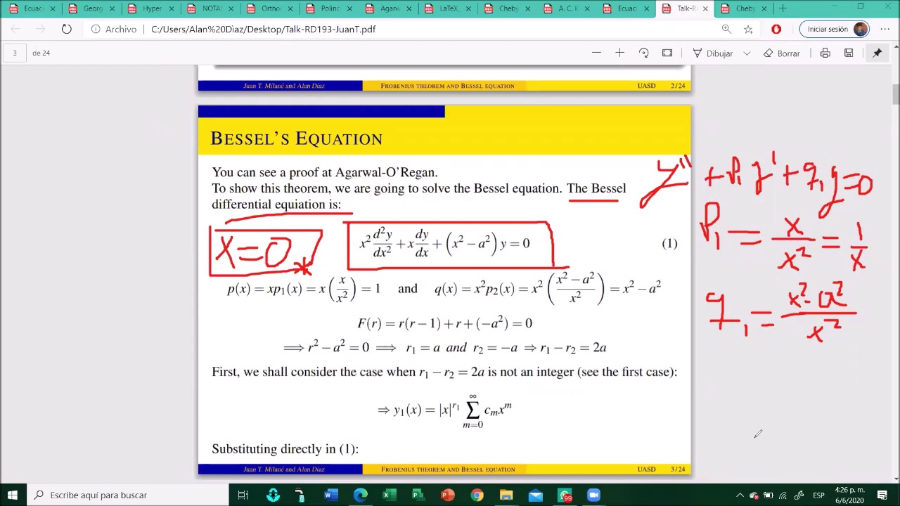 Ecuación de Bessel y teorema de Frobenius parte 1 - YouTube
