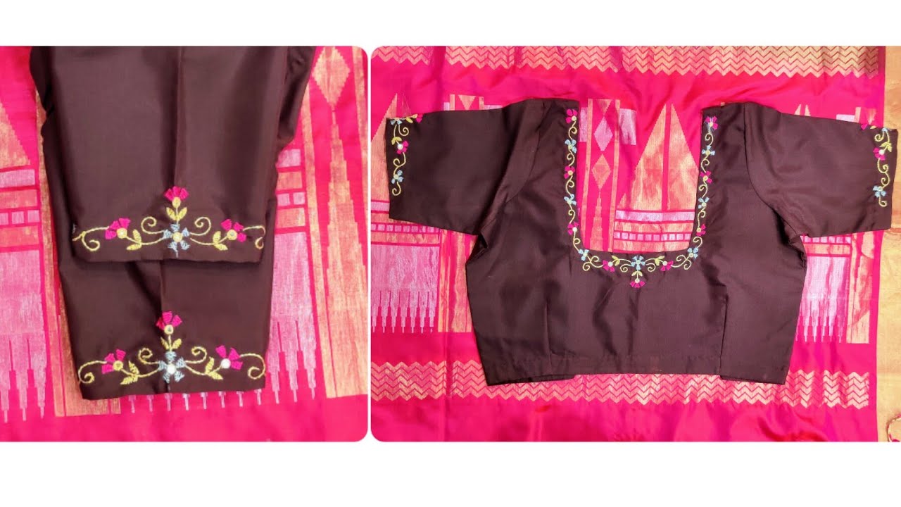 Simple and easy thread work on stitched blouse - YouTube