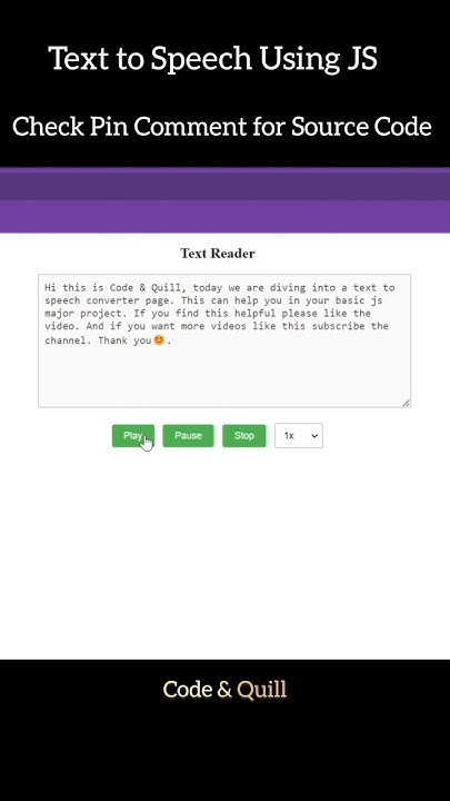 How to Create JavaScript Text Reader - Quick Tutorial #coding #html #css #js #tutorial # ...