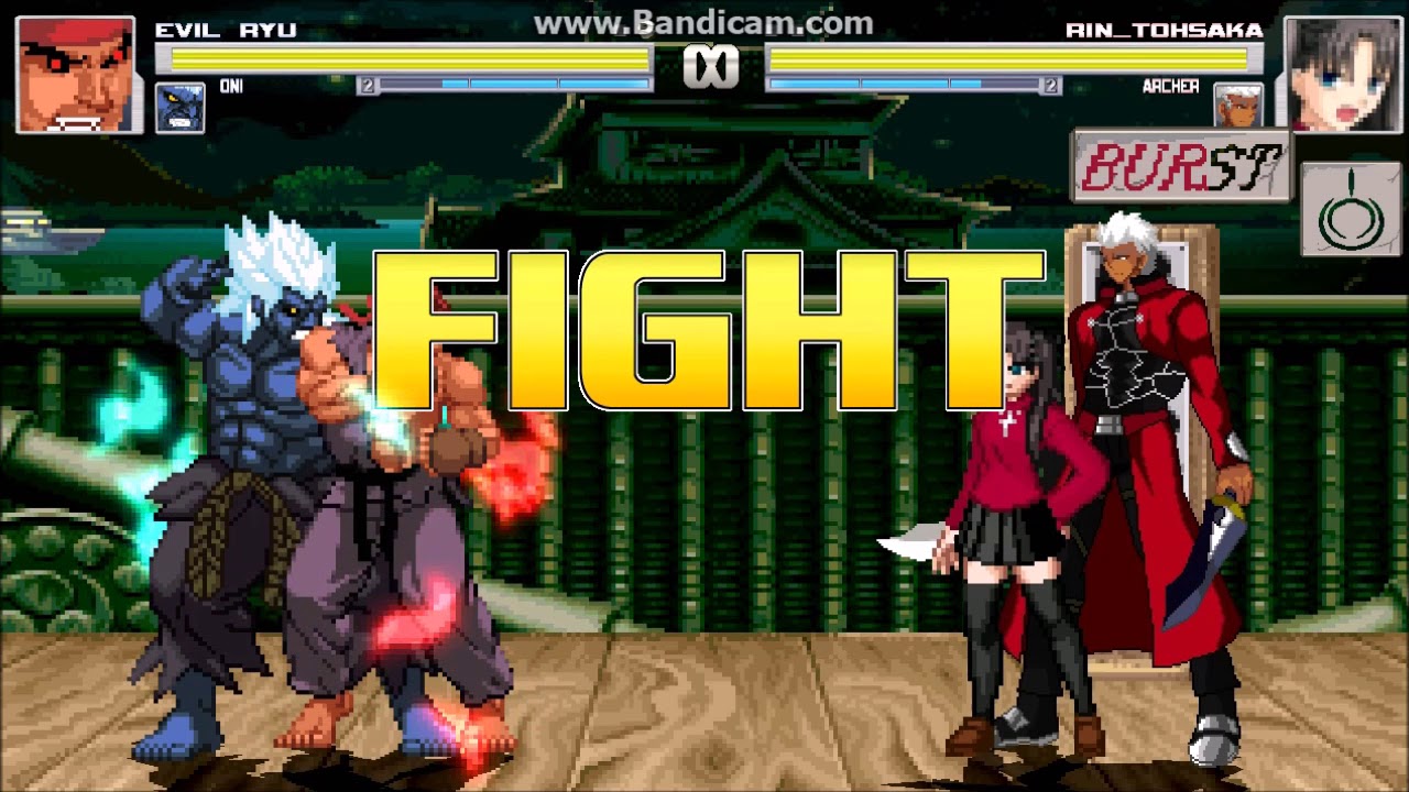 MUGEN - Evil Ryu/Oni vs Rin/Archer [Street Fighter vs Fate Stay Night ...
