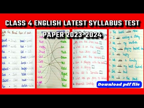 Class 4 English Test Paper 2023-24|Class 4 English worksheet|Class 4 ...
