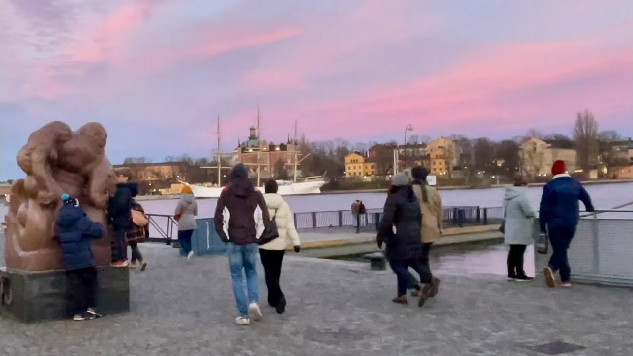 Stockholm Walks: Skeppsbron during glorious 3.30 pm sunset - YouTube