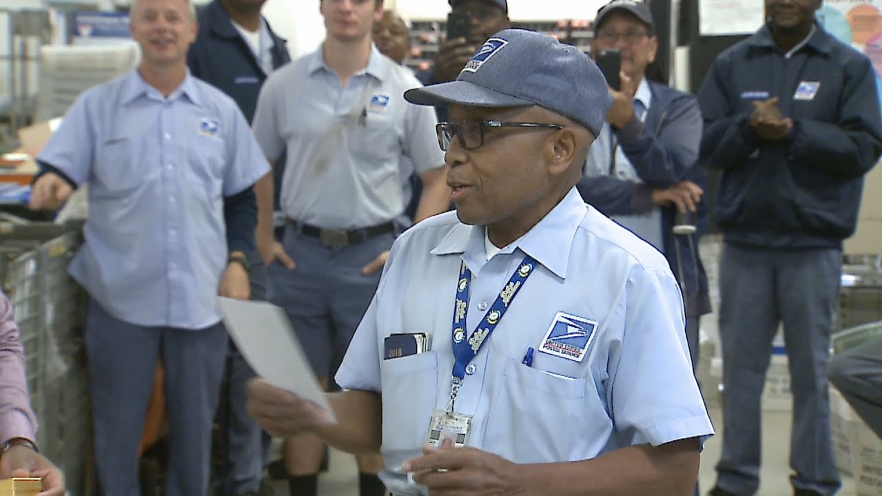 Mailman honored for 50 years with Postal Service - YouTube