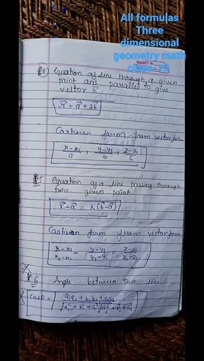 Class-11,12 Math All Formulas Three Dimensional Geometry #Physics ...