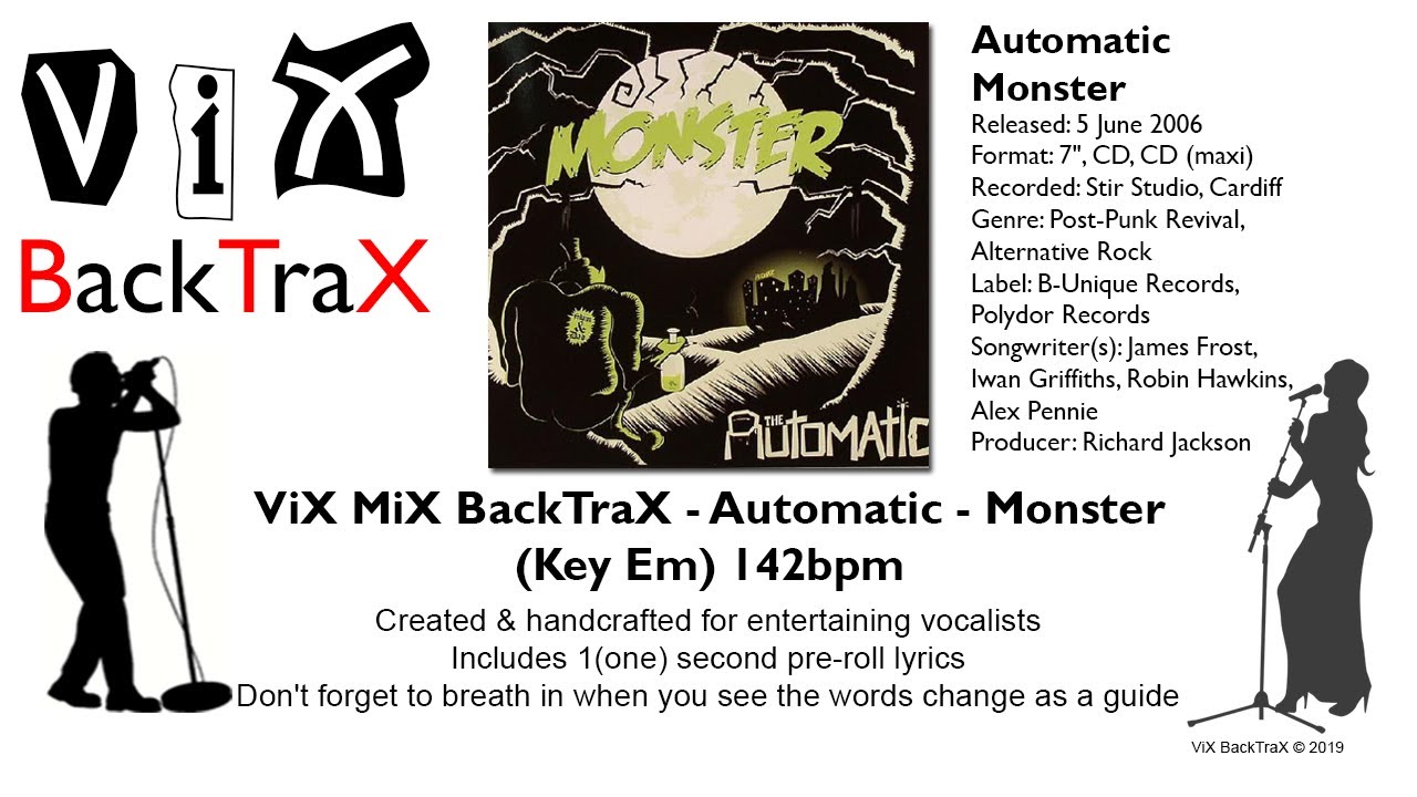 Automatics - Monster (Key Em) 142bpm - Karaoke - YouTube