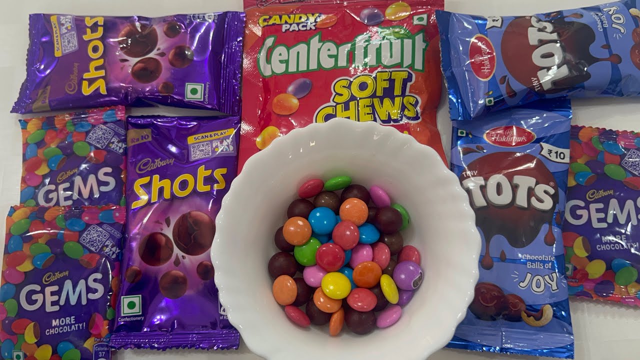 Cadbury shots,haldiram’s tiny tots,gems more chocolate and centerfruit ...