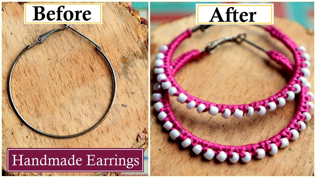 How To Make Earrings At Home | DIY Thread Earrings | Handmade Jewellery ...