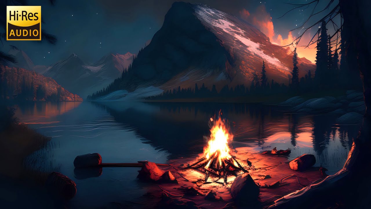 Mesmerizing Pond Ambience: Campfire & Frog Sounds at Night for Sleep ...