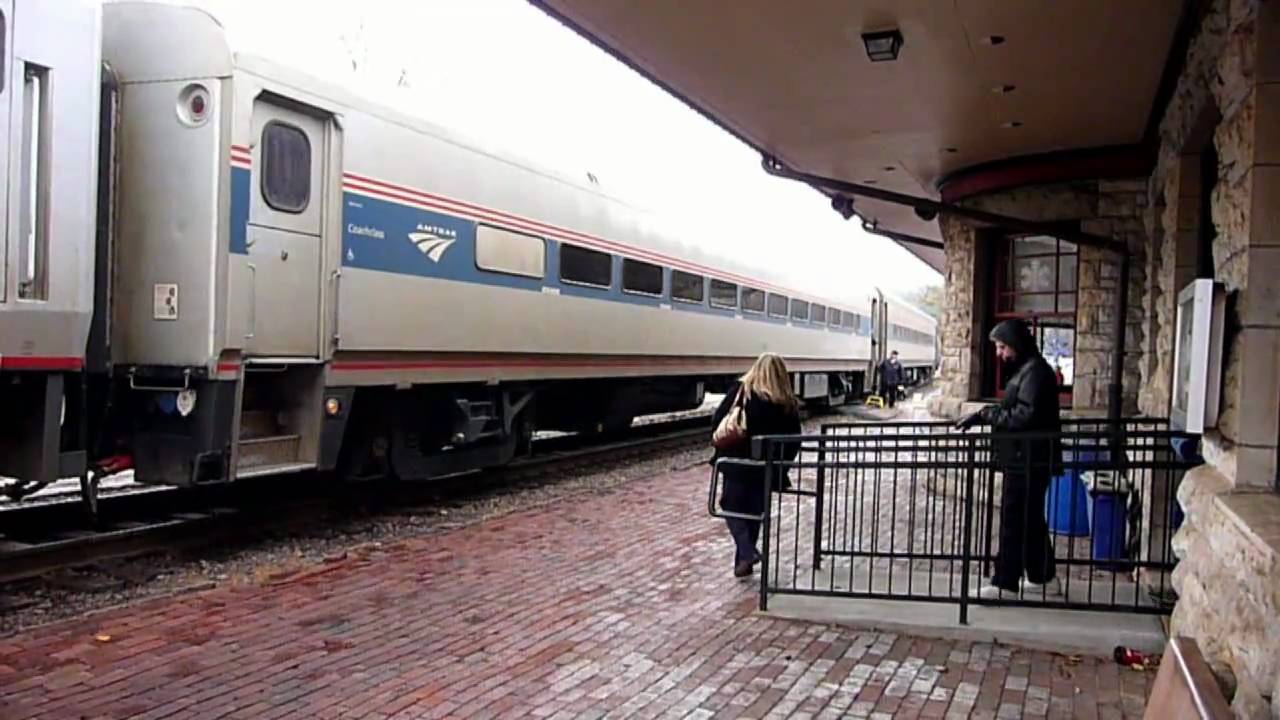 Eastbound Amtrak "Missouri River Runner" Led Through Kirkwood by AMTK ...