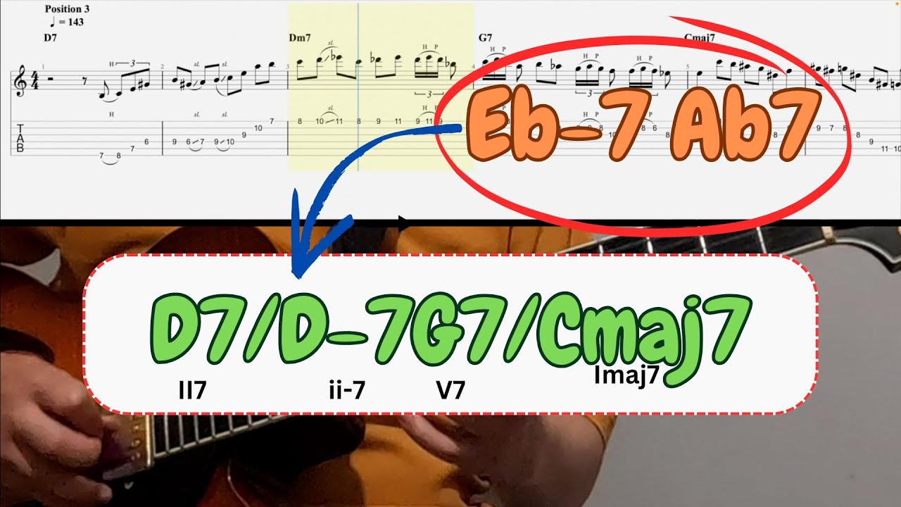 II7/ii-7 V7 Solo Idea 4 Positions(add biii-7bVI7 subs to help create ...