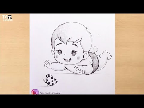 Cute Baby playing with Butterfly pencildrawing @Taposhi arts Academy ...