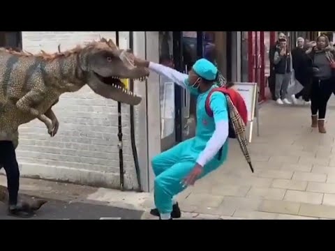 Dinosaur Pranks In Public | Dinosaur Prank Running Man - YouTube